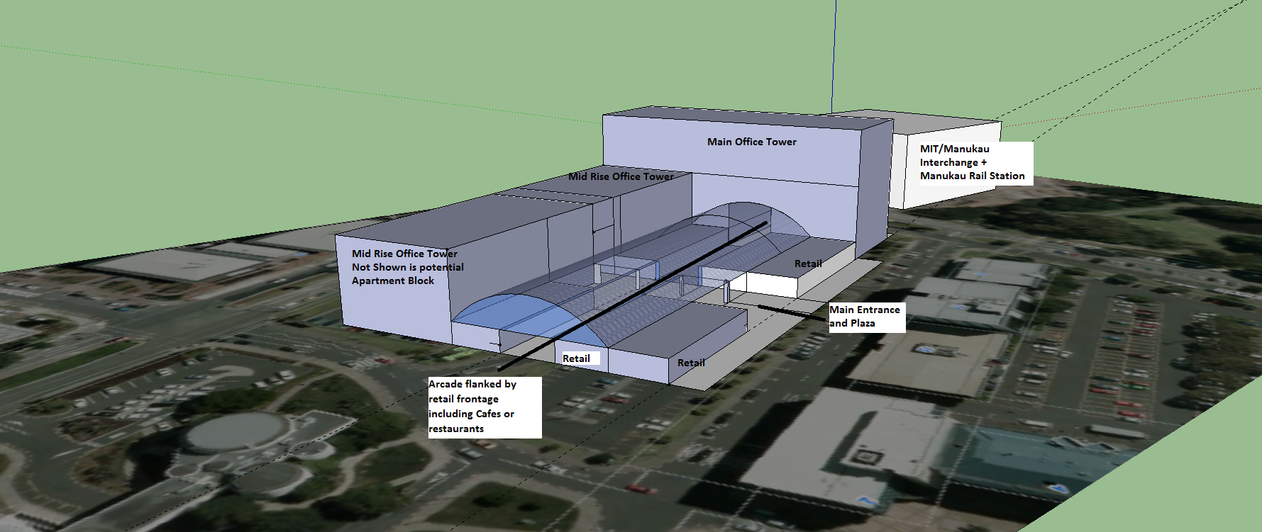 Iso View South of Manukau Redevelopment MK2 with Arcade Further ...
